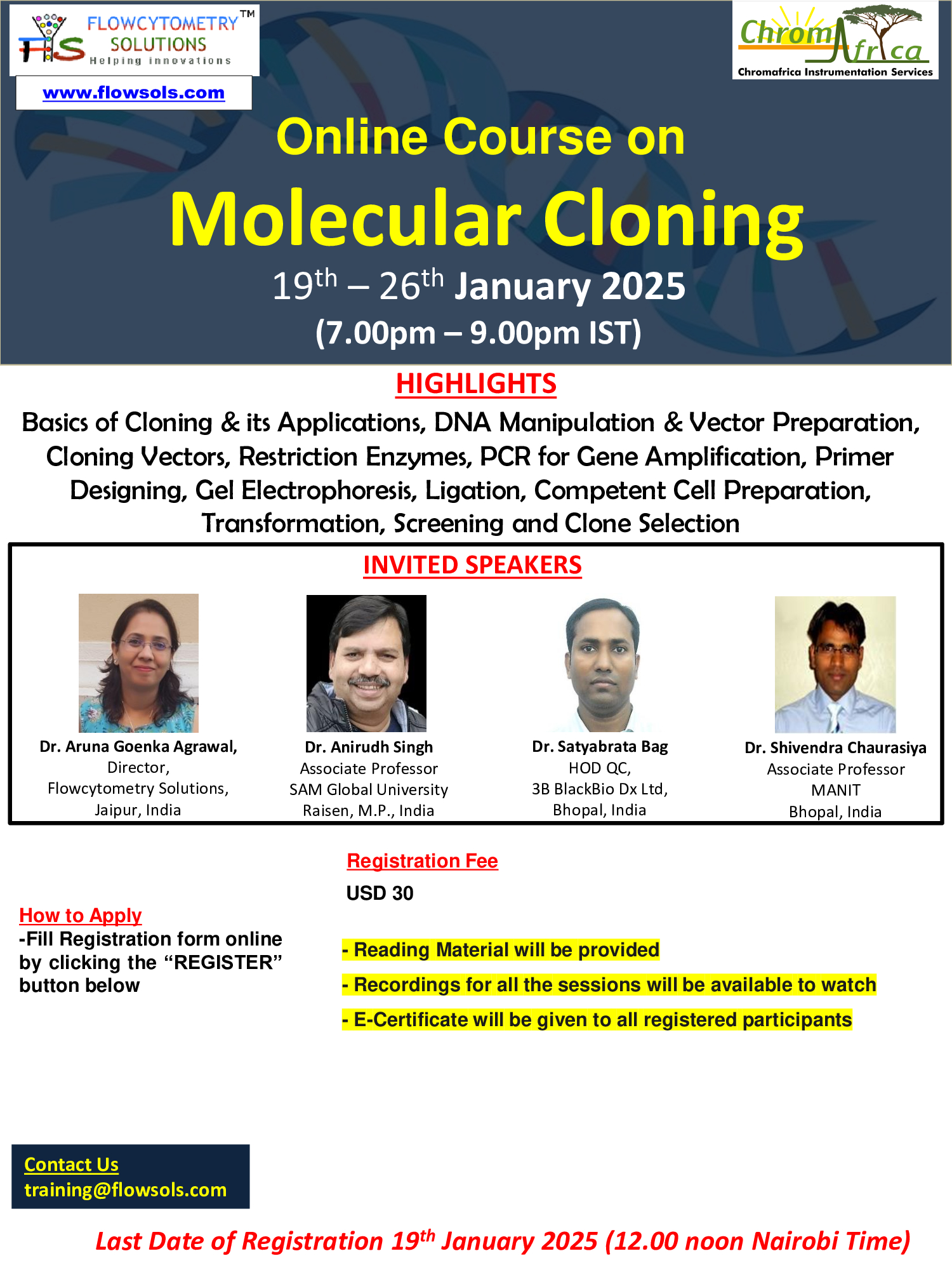 Online Course on molecular cloning